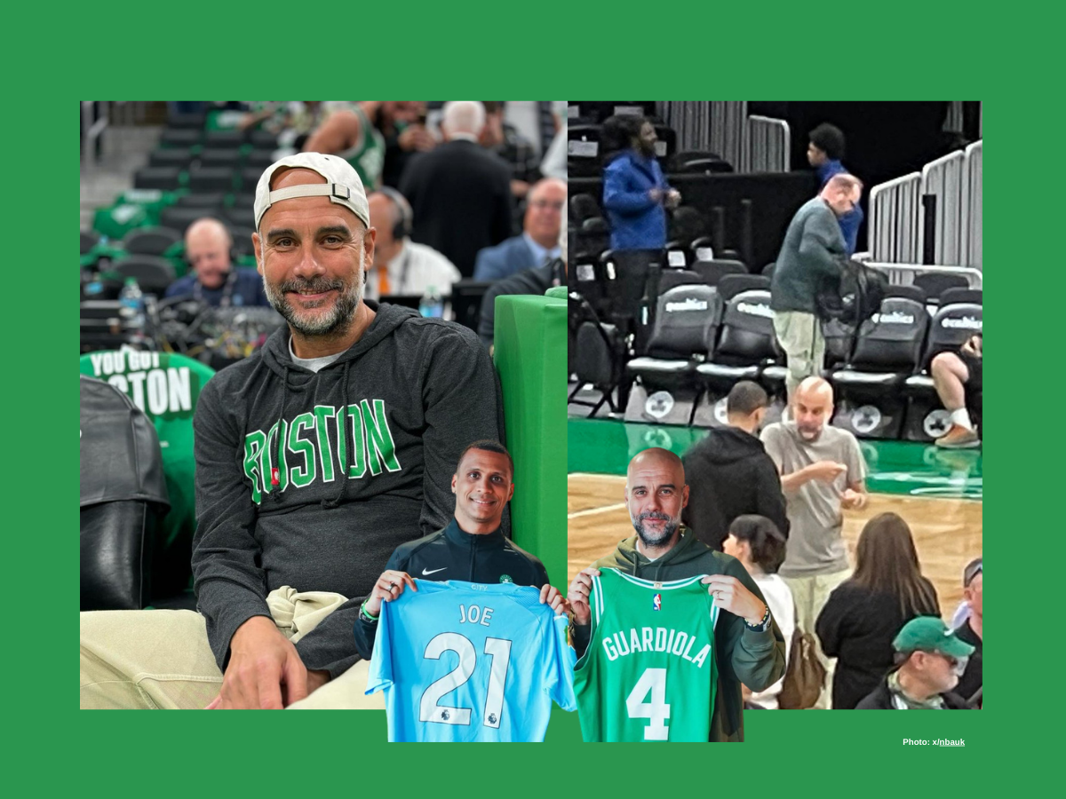 Animated Pep Guardiola coaches up Mazzulla at the NBA Finals